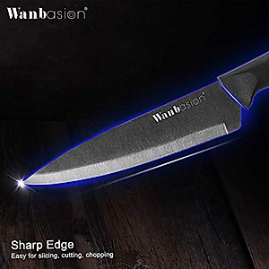 Wanbasion Black Stainless Steel Knife Set, Sharp Kitchen Knife Set Professional, Kitchen Knife Set Dishwasher Safe For Cooking