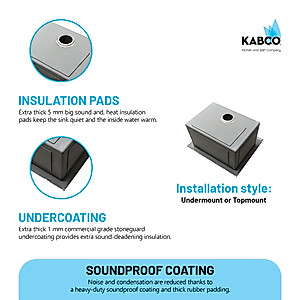 KABCO KLA01SS 25 Inch Wide 12 Inch Deep Commercial Sink 18 Gauge Undermount or Topmount Drop In Single Bowl Stainless Steel Laundry Utility Sink with Kitchen Sink Strainer 25x22x12 Inch