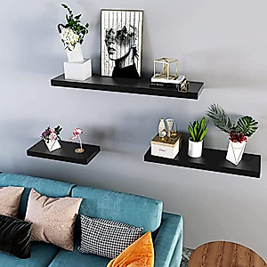 WELLAND 12" Deep Black Floating Shelves, Floating Wall Shelf, 47.24" L x 11.81" D x 2" T, Deeper Than Others, Black