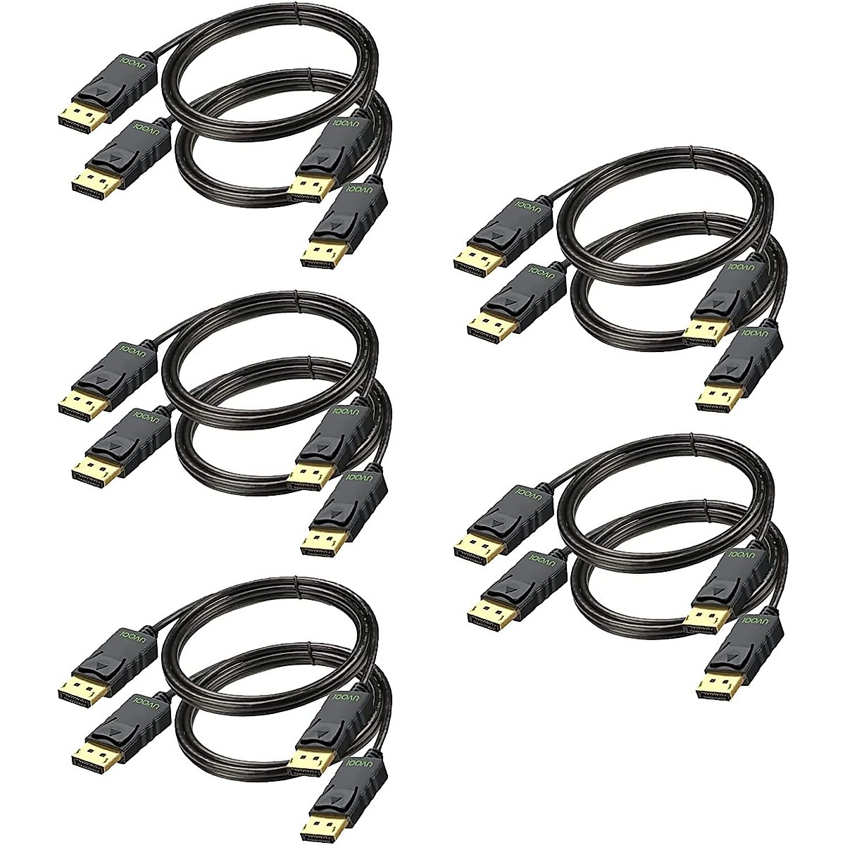 UVOOI DisplayPort to DisplayPort Cable Adapter 6ft 10-Pack, 4K Display Port DP to DP Cord 1.2 [4K@60Hz, 2K@165Hz, 2K@144Hz] Compatible with All Display Port Devices-Black