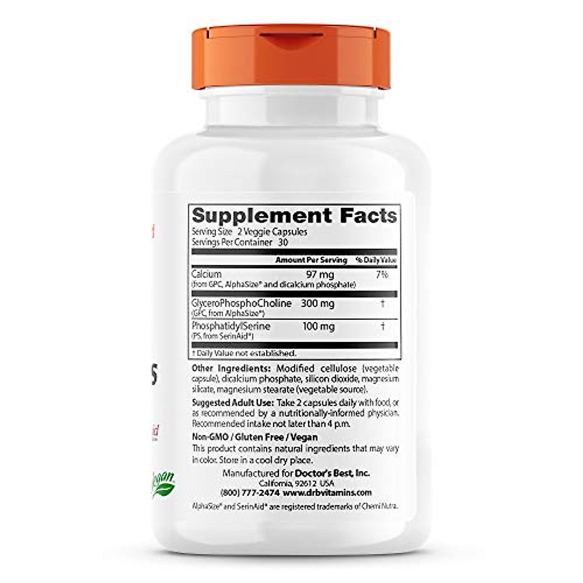 Doctor's Best Natural Brain Enhancers, Non-GMO, Vegan, Gluten Free, 60 Veggie Caps (DRB-00214)