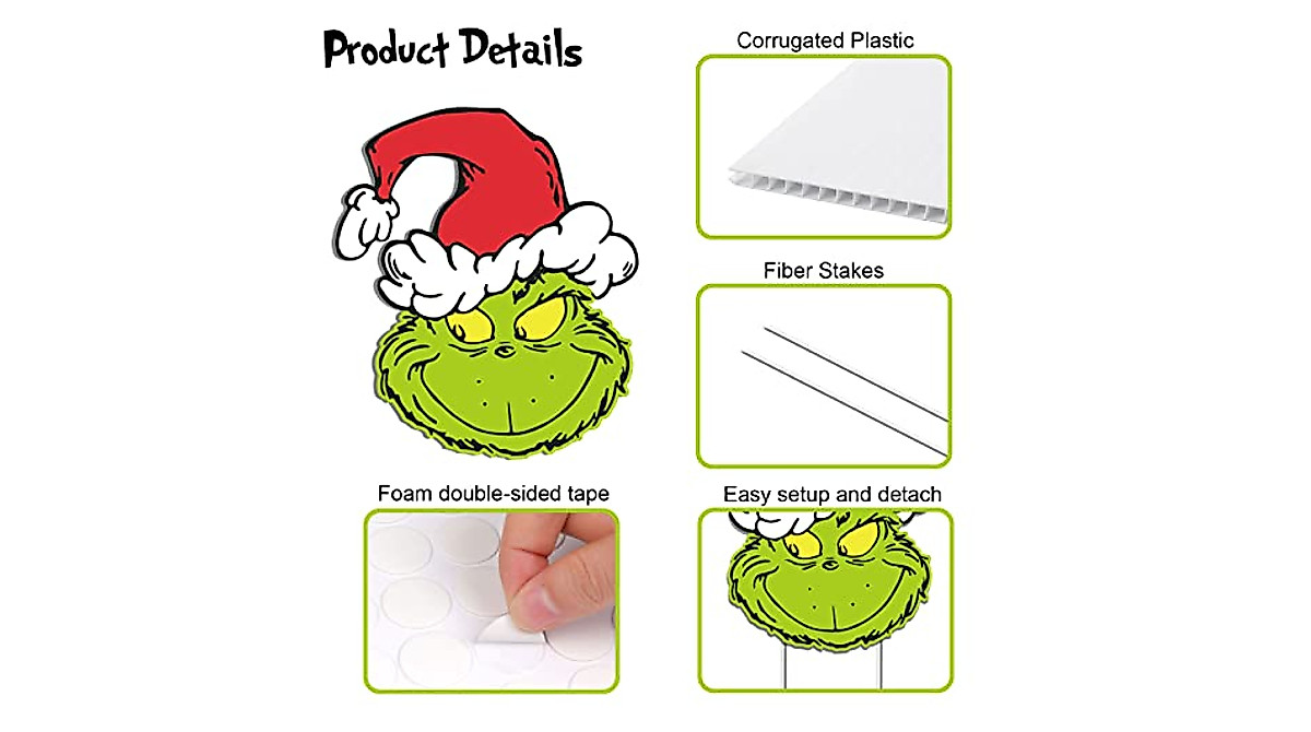 3PCS Grinchs Fence Peeker,Grinchmas Decor for Tree,Grinchs Tree Topper ...