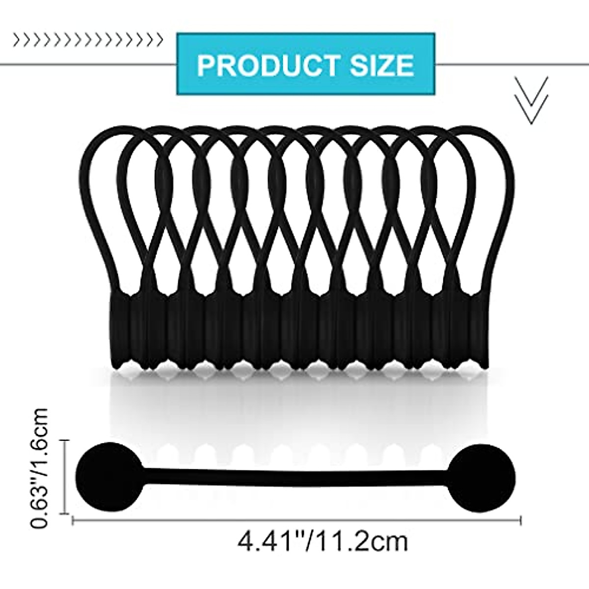 Kamemc Black Magnetic Cable Ties 10-Pack, Silicone Cord Twist Ties Magnet Strap for Charging Wire Organizer, Earphone Cords Wrap, Fridge Magnets, Storage Or Travel