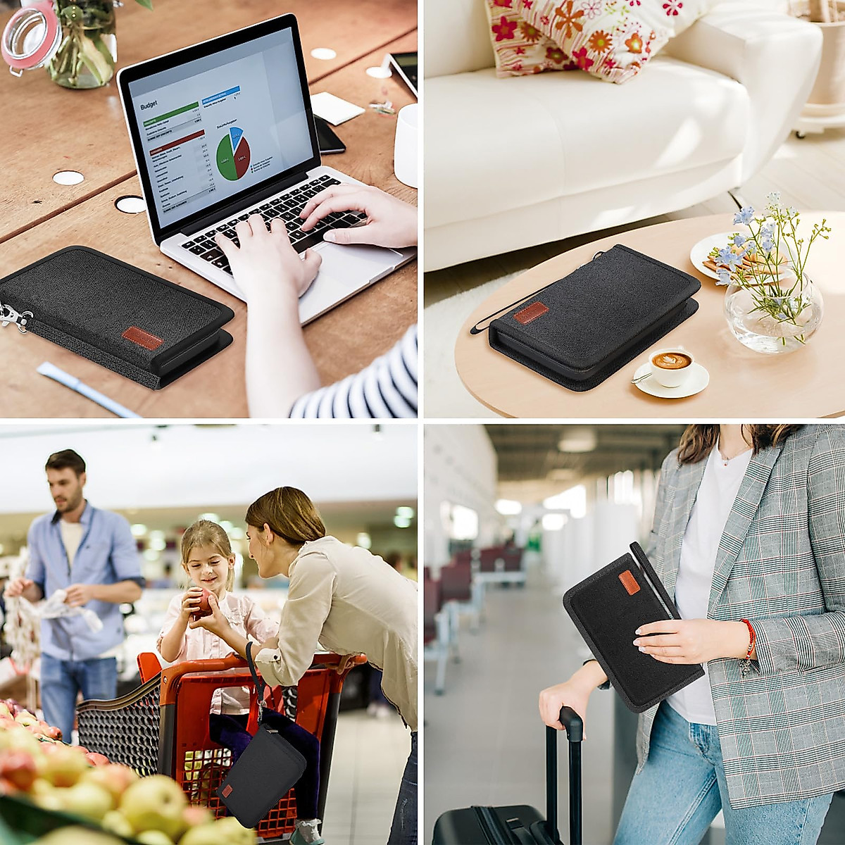 13 Pocket Coupon Receipt Organizer with Card Holder, Expandable Ticket Storage & Card Case with Sticky Labels,Check/Bill/Invoice/Cash Sorter Wallet,for Home, Purse, Car Glovebox