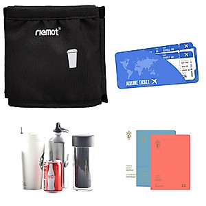 riemot Luggage Travel Cup Holder Free Hand Drink Carrier - Hold Two Coffee Mugs - Fits Roll on Suitcase Handles - Gifts for Flight Attendants Travelers Accessories Black 2