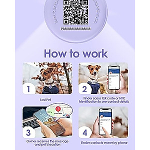 PawsRealm NFC & QR Code Pet ID Tag, Silicone Silent Dog Tag, Cat Name Tag, Personalized Customized Dog Tag, Modifiable Pet Online Profile, Instant Pet Location Alert Email, Anti-Lost Function