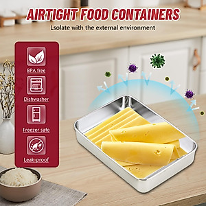 Mchodare 2pcs Deli Meat Containers, Bacon Container for Refrigerator, Stainless Steel Airtight Deli Meat Storage Lunch Meat Container for Refrigerator Fridge Organizers and Storage, HGI0116-L