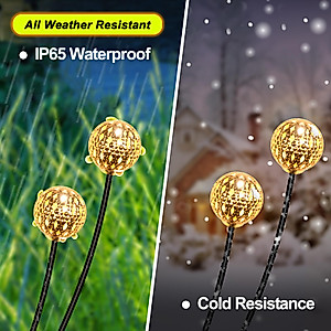 Solar Garden Lights 4 Packs 48 LED, Firefly Lights Solar Outdoor Waterproof, Moroccan Swaying Outdoor Lights with 2 Modes, High Flexibility Solar Powered Yard Patio Walkway Decoration Warm White