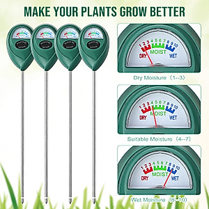 4 Pack Soil Moisture Meter 15.8 Inch Long Probe Deep Use Soil Moisture Meter Sensor Plant Water Meter Soil Tester Test Kit for Garden Yard Lawn Farm Indoor Outdoor Use