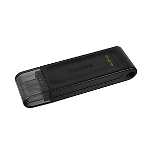 Kingston DataTraveler 70 64GB Portable and Lightweight USB-C flashdrive with USB 3.2 Gen 1 speeds DT70/64GB, Black