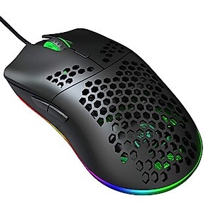FAMKIT HXSJ J900 Hole Mouse 6-Key Wired Gaming Mice Macro Programming RGB Lighting PC Accessory