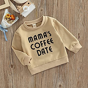 MERSARIPHY Infant Baby Boy Girl Clothes Funny Letter Sweatshirt Tops Long Sleeve Sweater Baby Fall Winter Outfits (6-12 Months, Mama khaki)