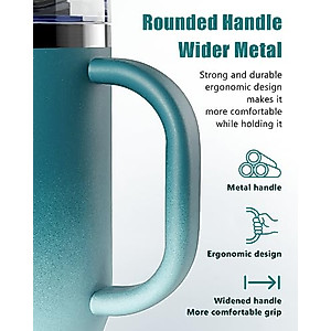 Gpeng 40 oz Tumbler with Handle, Water Bottles with Straw Lid and Anti-Slip Sleeve, Insulated Stainless Steel Travel Mug Cup Holder Friendly, Keep Drinks Cold or Hot for Hours