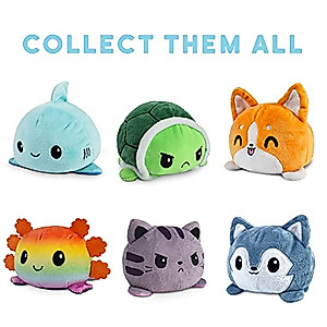 TeeTurtle - The Original Reversible Cat Plushie - Tuxedo - Cute Sensory Fidget Stuffed Animals That Show Your Mood