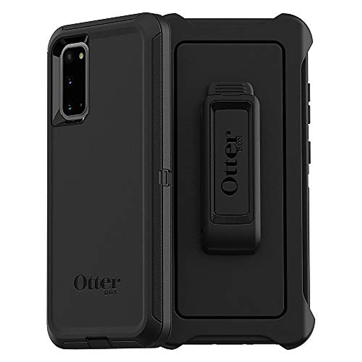 OtterBox Galaxy S20/Galaxy S20 5G (NOT COMPATIBLE WITH GALAXY S20 FE) Defender Series Case - BLACK, rugged & durable, with port protection, includes holster clip kickstand