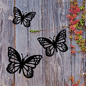 Butterfly Wall Art Decor, 3 Acrylic Wall Art Sculptures Insect Wall Decoration Sticker Laser Cut Hanging Home Decoration Sign for Indoor Outdoor Home Garden Living Room Bedroom (Butterfly - Black)