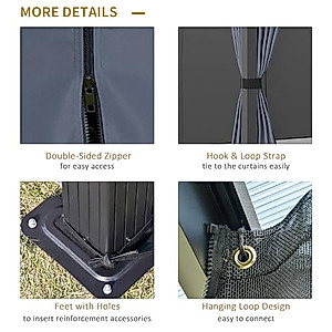 Outsunny 10' x 12' Hardtop Gazebo Canopy with Polycarbonate Roof, Aluminum Frame, Permanent Pavilion Outdoor Gazebo with Netting, for Patio, Garden, Backyard, Deck, Lawn, Light Gray