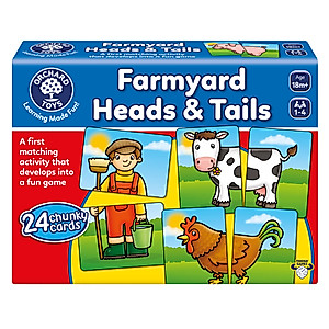 Orchard Toys Moose, Farmyard Heads & Tails Game. A First Matching Activity That develops into a Fun Game. 24 Chunky Cards. Age 18 Months+. 1-4 Players