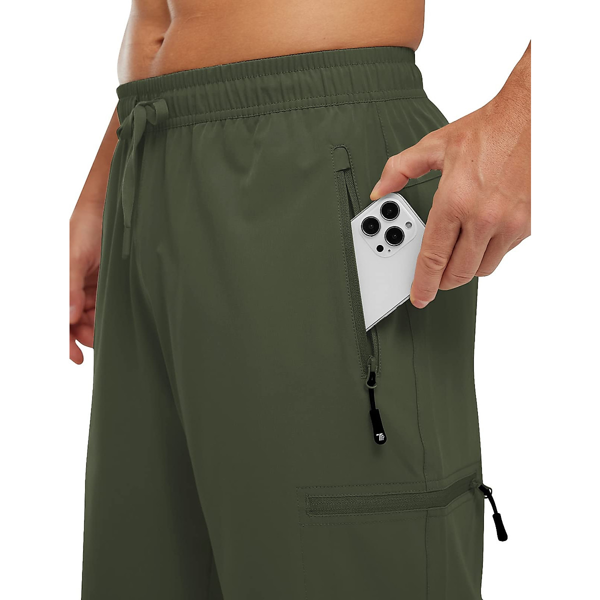 Rdruko Men's Outdoor Hiking Shorts Water Resistant Stretch Cargo Shorts for Men Camping Athletic Shorts with Pockets,Army green,L