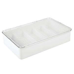 mDesign Plastic Stackable Eyeglass Case Storage Organizer with Hinged Lid for Unisex Sunglasses, Reading Glasses, Fashion Eye Wear, Protective Glasses, 5 Sections, Ligne Collection - 2 Pack - Clear