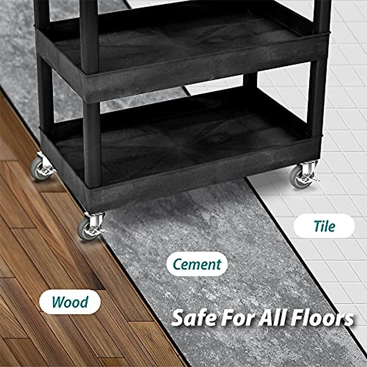 HOLKIE Caster Wheels 3 inch Locking Stem Casters, 1/2" -13 x 1-1/2" (Stem Diameter 1/2", Stem Length 1-1/2") Threaded Stem Casters Swivel Casters Set of 4 Heavy Duty Castors Gray