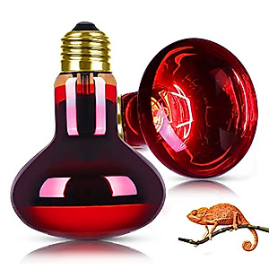 DGE Reptile Heat Lamp Bulb, 100 Watt Infrared Basking Spot Bulb of Bearded Dragon, Red Heat Lamp Bulbs for Reptiles and Amphibian Use, 2Packs