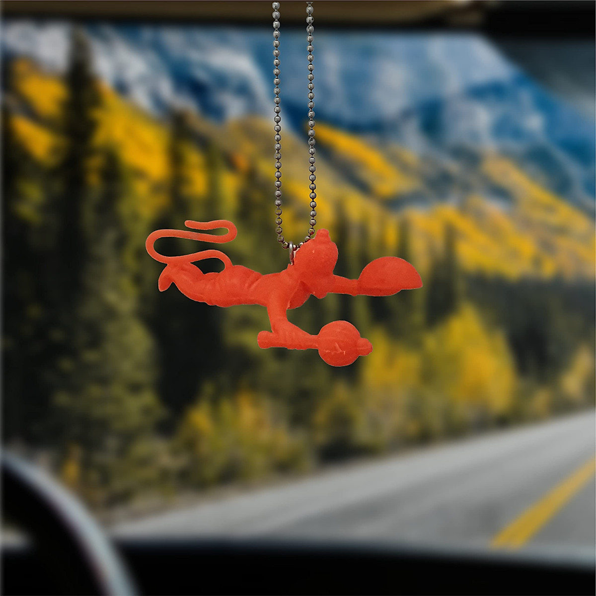 Divine Mantra Flying Hanuman Car Hanging Rearview Mirror Accessories Charm Lord Bajrang Bali Home Wall Decor Items Kitchen, Balcony, Garden, , Aesthetic Decorative Lucky - Orange (1) (WOOPCOM442)