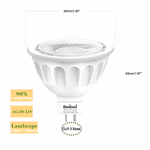 Boxlood MR16 LED Light Bulb Non Dimmable Comply with UL, 90% Energy Saving, 3000K Warm White, 40 Degree Beam Angle, AC/DC 12V, 5 Watts, 50W Halogen Bulb Equivalent, GU5.3 Bi-Pin Base, 6-Pack