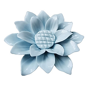 SUVCOTIN Ceramic Wall Flower Decor Sunflower 3D Hanging Artificial Flower Home Garden Farmhouse Decoration, Blue, 3.54 in