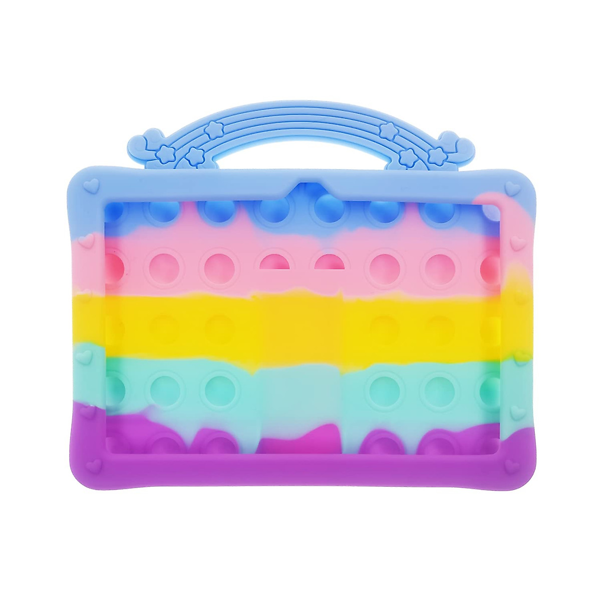 LUSTAM Pop it Case for All New Amazon Fire HD 8 and HD 8 Plus Tablet (8" 10 Generation, 2020 Release), Fidget Poppers Pop its Poppet Foldable Kickstand Silicone Handle Kids Friendly Protective Case