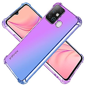 KOARWVC Case for Infinix Hot 10 Lite Case, Smart 5 X657B Case, Crystal Clear Case Gradient Slim Anti Scratch TPU Shockproof Protective Phone Cases Cover for Infinix hot 10 lite (Purple/Blue)
