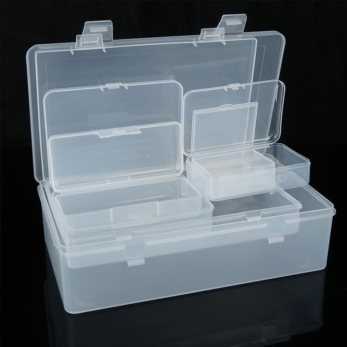LANIAKEA 64PCS Mixed Sizes Plastic Storage Containers, Small Storage Containers with Lids, Empty Mini Small Storage Container Box for Small Items and Other Craft Projects, Clear