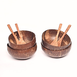 Natural Craft Coconut Bowls and Spoons set (Set of 2)