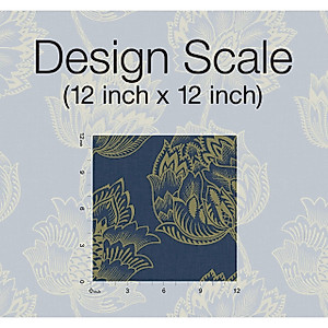 RoomMates RMK11909WP Navy and Gold Batik Jacobean Peel and Stick Wallpaper