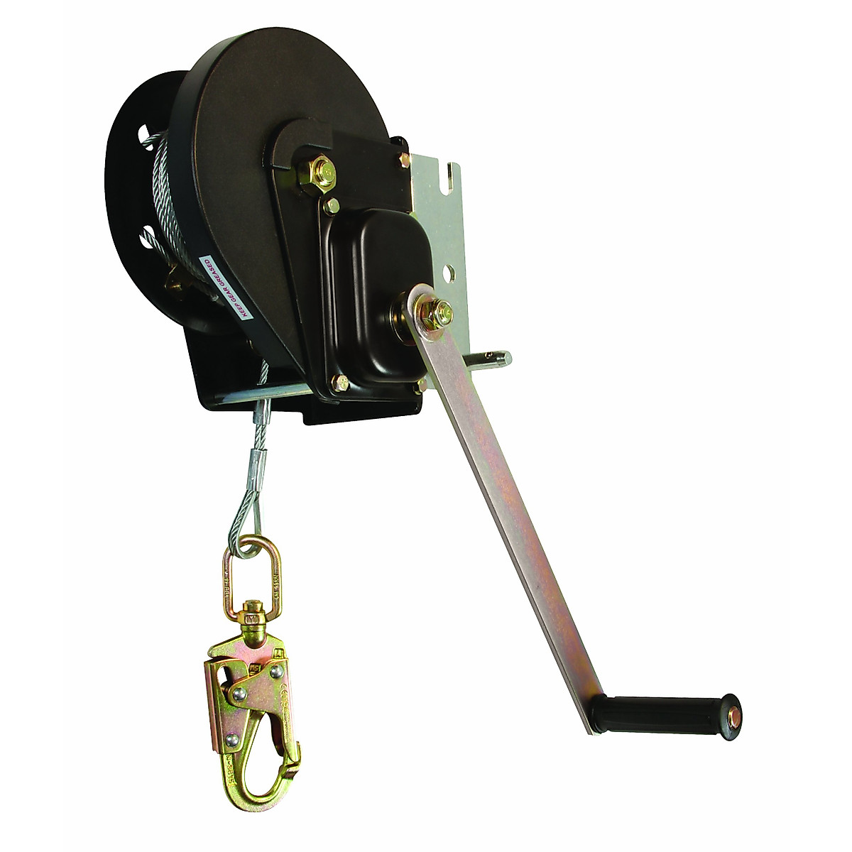 FallTech 7290S Confined Space Winch - Personnel Winch with Galvanized Cable and Swivel Snap Hook, 60' Stainless Steel Cable, Black