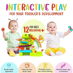 CoolToys Toddlers Ball Drop Toy - 2 in 1 Developmental Car Ramp Race Track & Ball Popper Tracker Toy - Educational Montessori 1st Birthday Gift for Baby Kids Boys & Girls 1-3 Old - Fun Musical Sounds