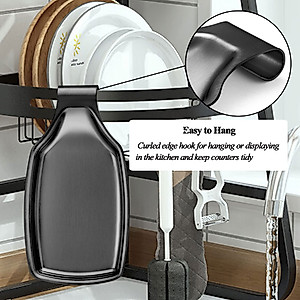 LIANYU Black Spoon Rest for Kitchen Counter, Stainless Steel Spoon Holder for Stove Top, Spatula Spoon Ladle Utensil Holder with Square Bottom, Heavy Duty, Dishwasher Safe