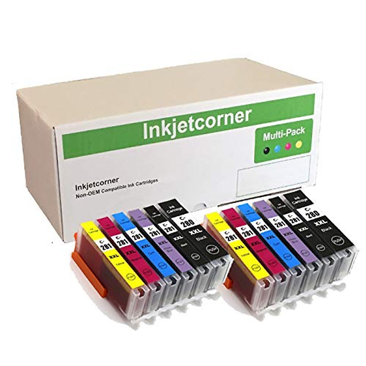 Inkjetcorner Compatible Ink Cartridges Replacement for 280 281 PGI-280XXL CLI-281XXL for use with TS8322 TS8320 TS9120 TS8120 TS8220 TS8222 Printer (12-Pack)