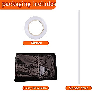 PIGETALE Black Happy Birthday Balloons Banner, 16 Inch Mylar Foil Letters Happy Birthday Sign Bunting Inflatable Reusable 3D Hanging Letter Kit Set for Girls Boys Kids Adults Birthday Decorations