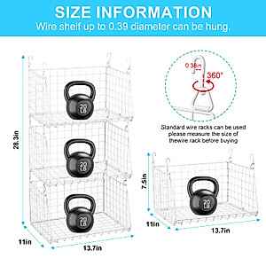 3-Tier Hanging Laundry Basket Organizer：Foldable Wire Shelf Laundry Room Organizer with 360°Rotating Hooks Space Saving Over Washer and Dryer Shelves - Metal laundry organization and storage, white