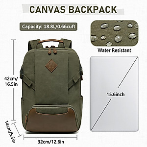 Kasqo Laptop Backpack 15.6 Inch Canvas Waterproof Anti Theft Business Travel College School Computer Bookbag Carry on Bag with USB Charging Port for Women Men, Black