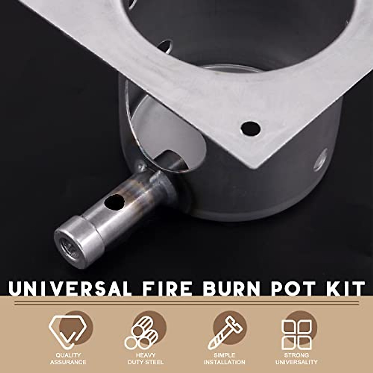 Wokape 6Pcs Heavy Duty Stainless Steel Fire Burn Pot Replacement Parts Set,Icluding 1Pcs Fire Burn Pot and 5Pcs Screws for Grill BBQ Smoker