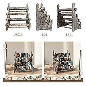 LadyRosian 4 Tier Wooden Bracelet Holder, Bangle Watch Necklace Display Storage Jewelry Holder Stand Display Organizer,Antique White
