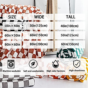 Checkerboard Throw Blankets Luxurious Plaid Flannel Blanket - Super Soft and Warm 100% Polyester Throw for Sofa, Couch, Bed, Car, and Airplane - Elegant Gift Ribbon Included (Khaki,60"x50")