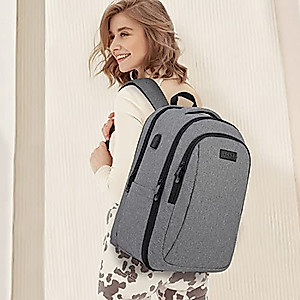 Lekakii Large Travel Backpack with Shoe Pouch, Waterproof Backpack for Traveling On Airplane, 40L Personal Item Travel Bag for Men Women Grey