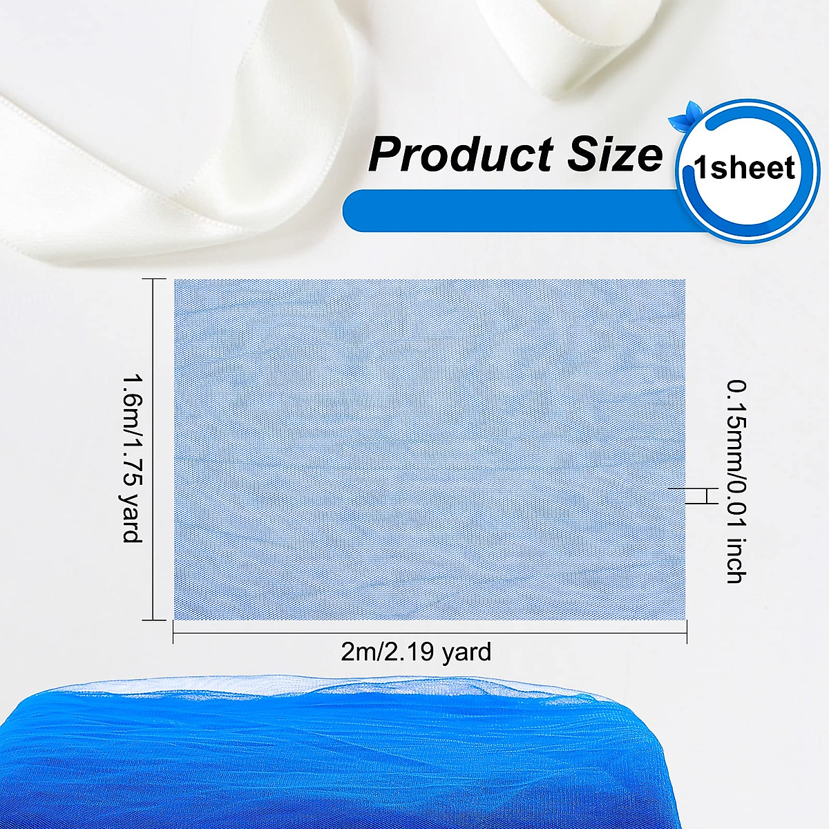 OLYCRAFT 79x63" Royal Blue Tulle Fabrics Bolt Net Chinlon Tulle Fabric Gauze Mesh Ribbon Tulle for Wedding Party Event Decorations Gift Wrapping DIY Sewing Crafts