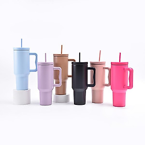 MEILING MALL 40 oz Travel Tumbler, Leak-Proof Insulated Stainless Steel Cup with Handle & Straw