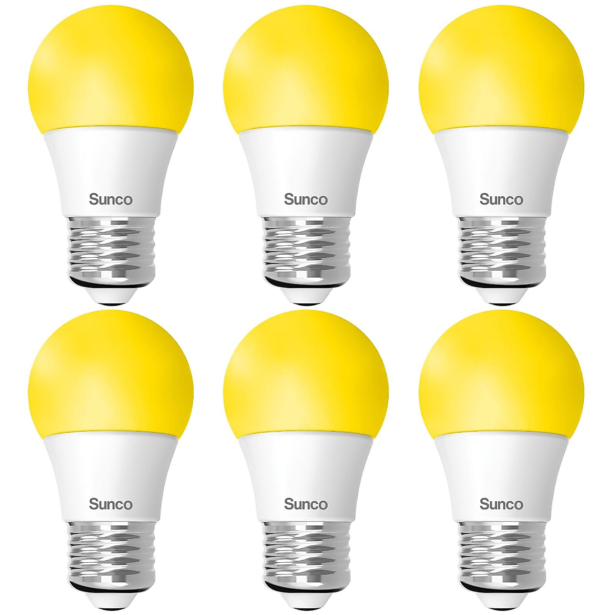 Sunco LED Bug Light Bulbs Outdoor A15 Yellow Bug Repellent Porch Light 8W Dimmable 2000K Amber Glow, E26 Medium Base, Instant On, Flicker Free, UL Listed 6 Pack