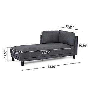Christopher Knight Home Hyland Chaise Lounge, Charcoal + Black
