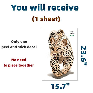 RoyoLam Walking Leopard Wall Decal Nursery Wild Animal Wall Sticker Removable Peel and Stick Waterproof Wall Art Decor Stickers for Kids Baby Classroom Living Room Playing Room Bedroom